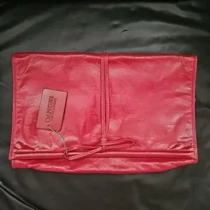 Vintage | Bags | Vintage Domina 0 Red Leather Clutch Purse Bag Strap ...